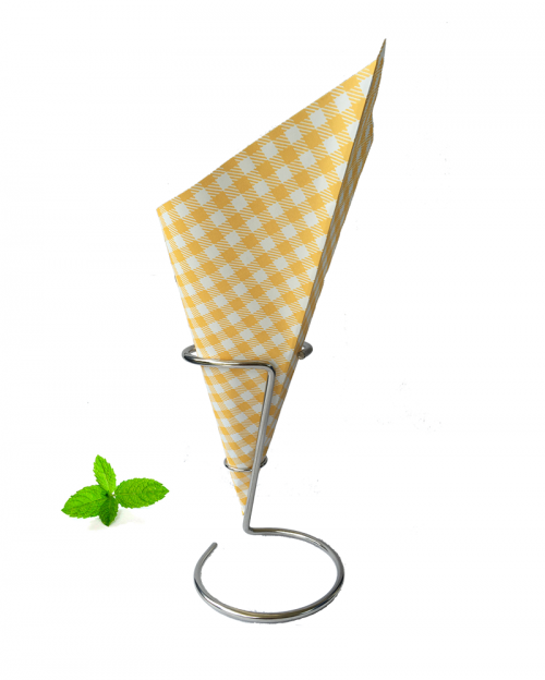 Yellow and White checkered fry cone | PaperChipCones.com